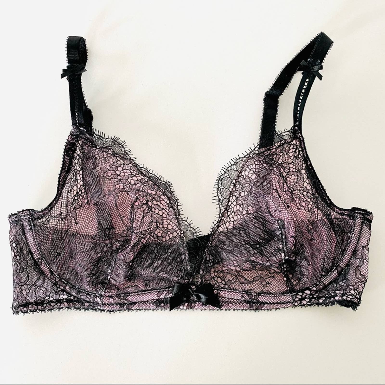 Victoria's Secret NEW VS VICTORIAS SECRET Blush Pink Black Sheer Mesh ...