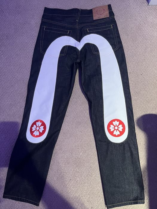 Evisu White And Red Blossom Denim EVISU Jeans | Grailed