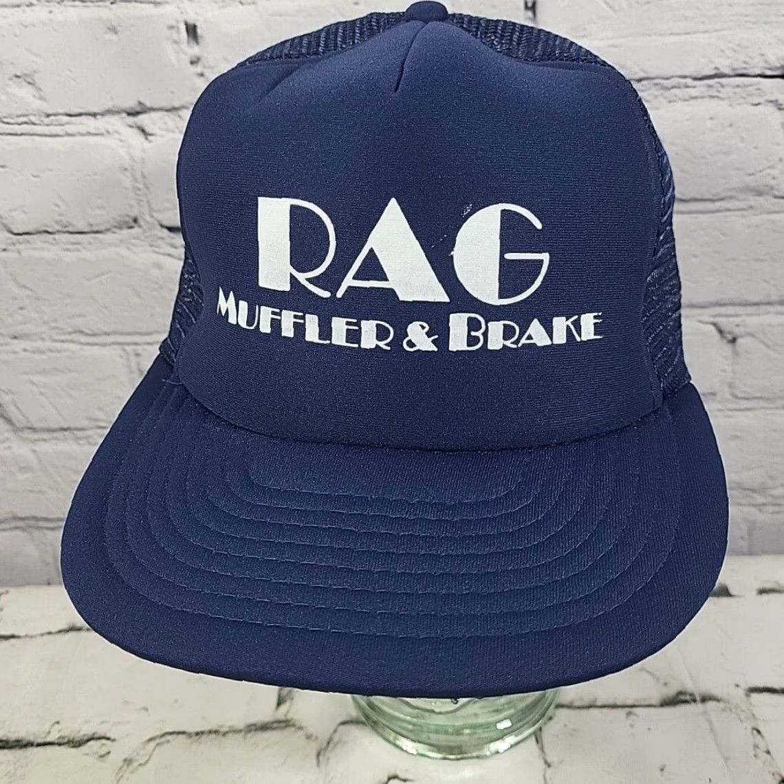 Vintage Navy Blue Snapback Vintage Trucker Cap with RAG Muffler and ...