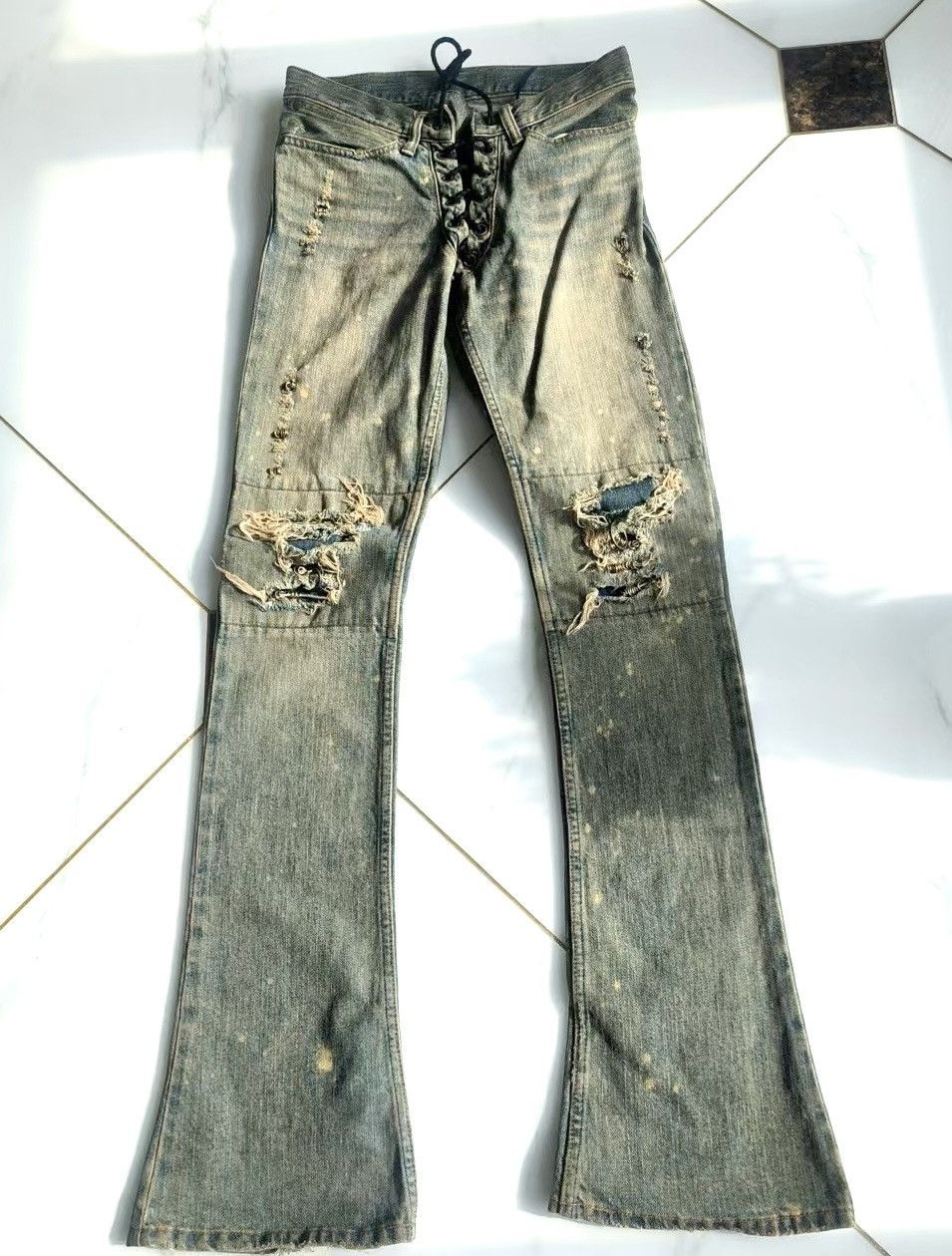 If Six Was Nine SOLD ifsixwasnine Mud Max Pierced Lace-Up Jeans | Grailed