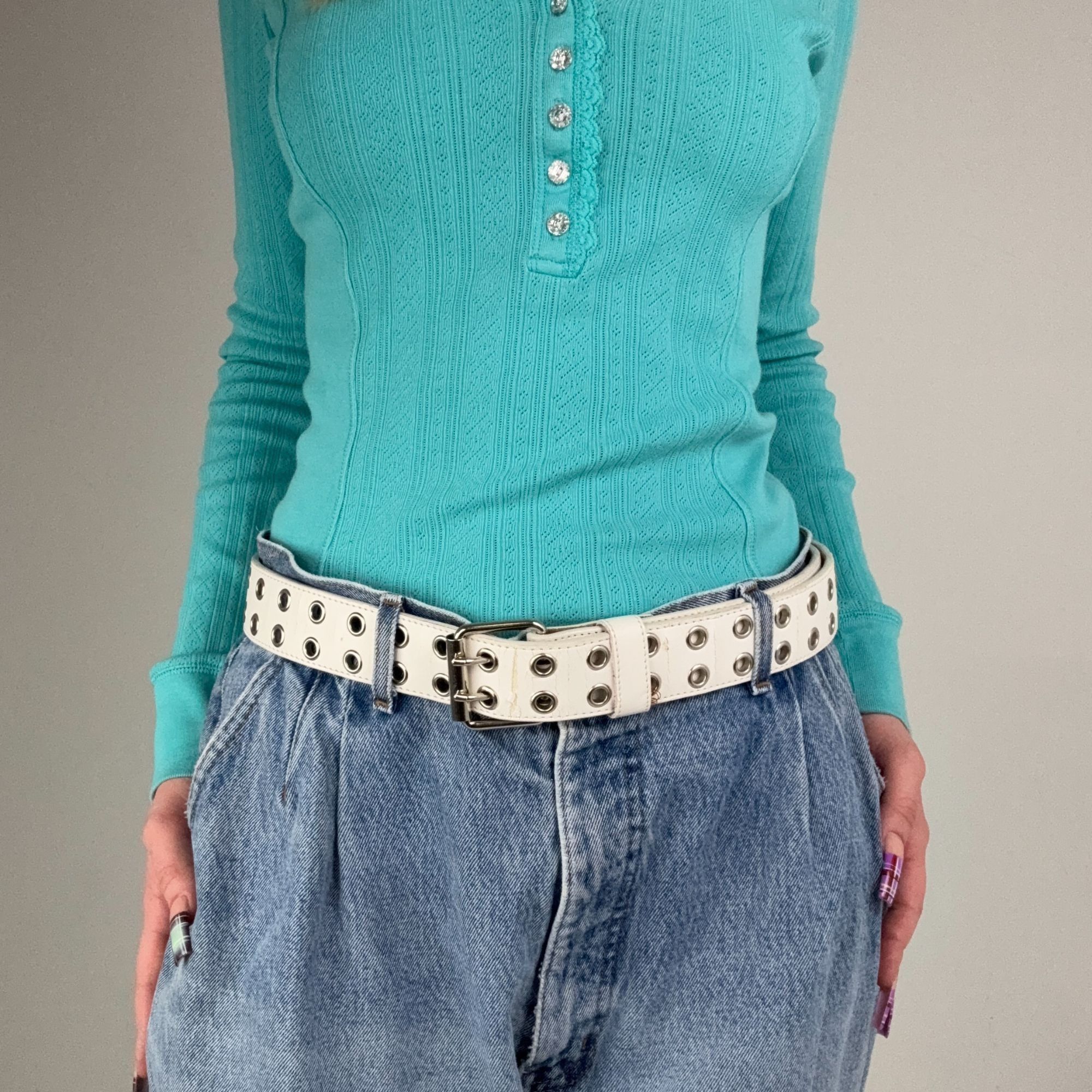 Other Y2K Studded White Belt | Grailed