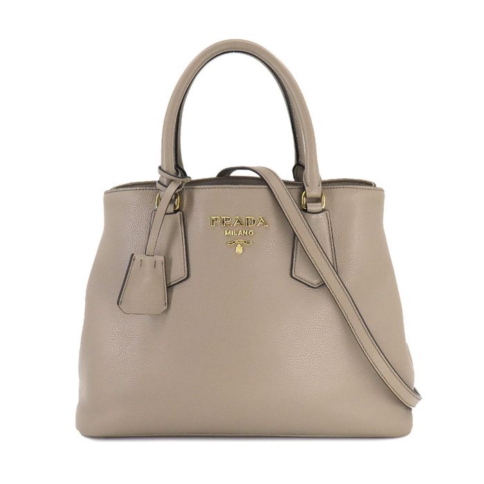 Prada PRADA 2way hand shoulder bag leather gray 1BA239 gold hardware Hand Shoulder Bag | Grailed