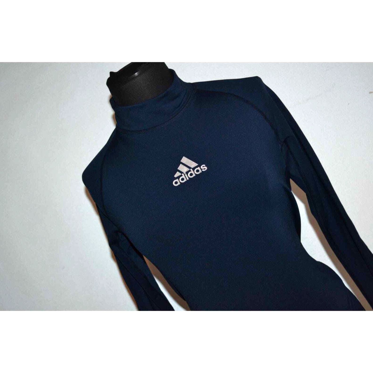 Adidas 26408 Adidas Gym Shirt Mock Turtleneck Blue Polyester Size Small ...