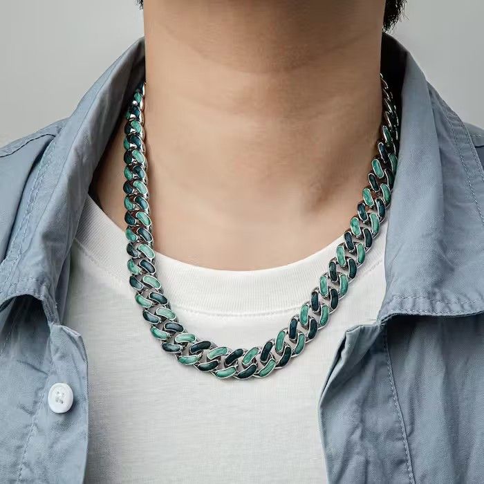 Vintage Green Cuban Chain Necklace | Grailed