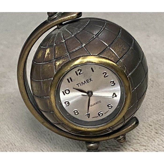 Timex Vintage Antique 90s Brass Spinning Globe Paperweight Clock | Grailed