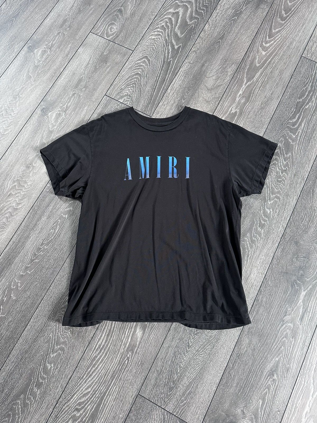 Amiri amiri core logo black baby blue loose fit oversized t shirt | Grailed