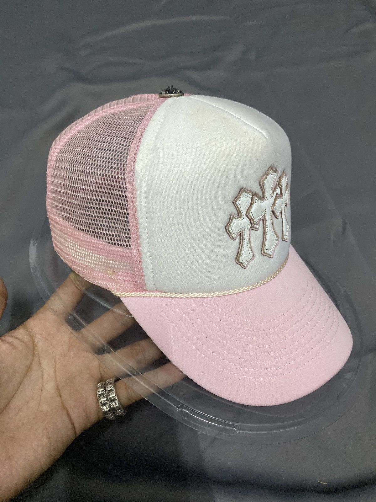Chrome Hearts PINK TRIPLE CROSS CHROME HEARTS CAP | Grailed