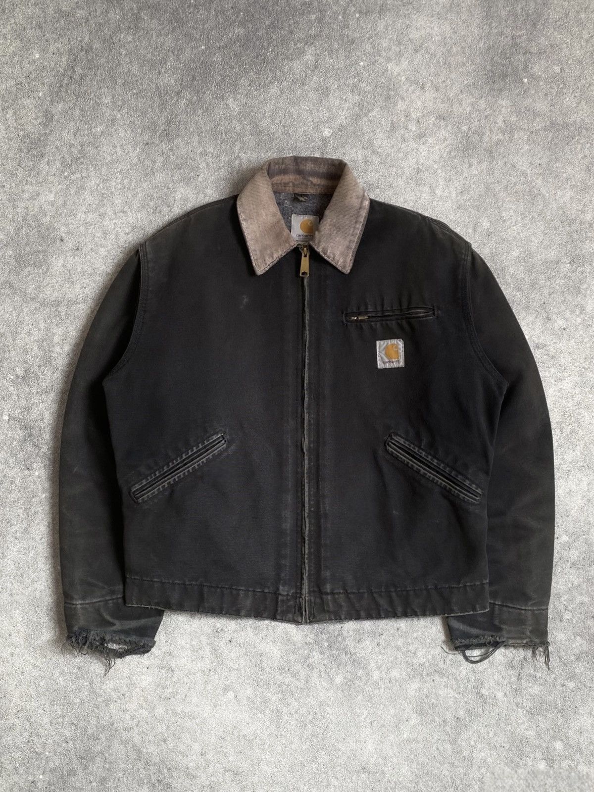 Vintage Faded Black Distressed Carhartt Detroit Jacket | Grailed