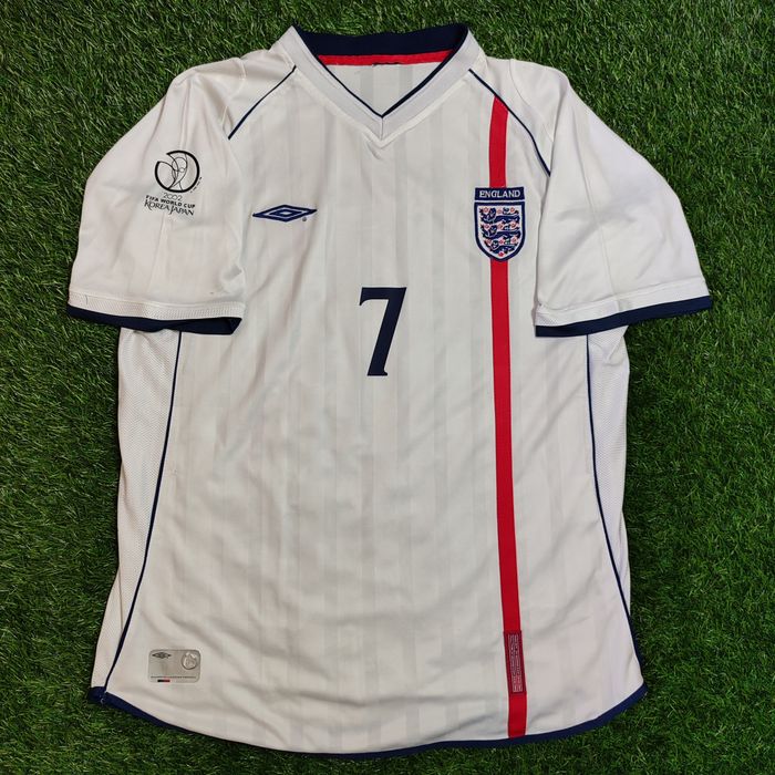 Umbro England Home Shirt World Cup 2002 Beckham #7 Soccer Jersey | Grailed
