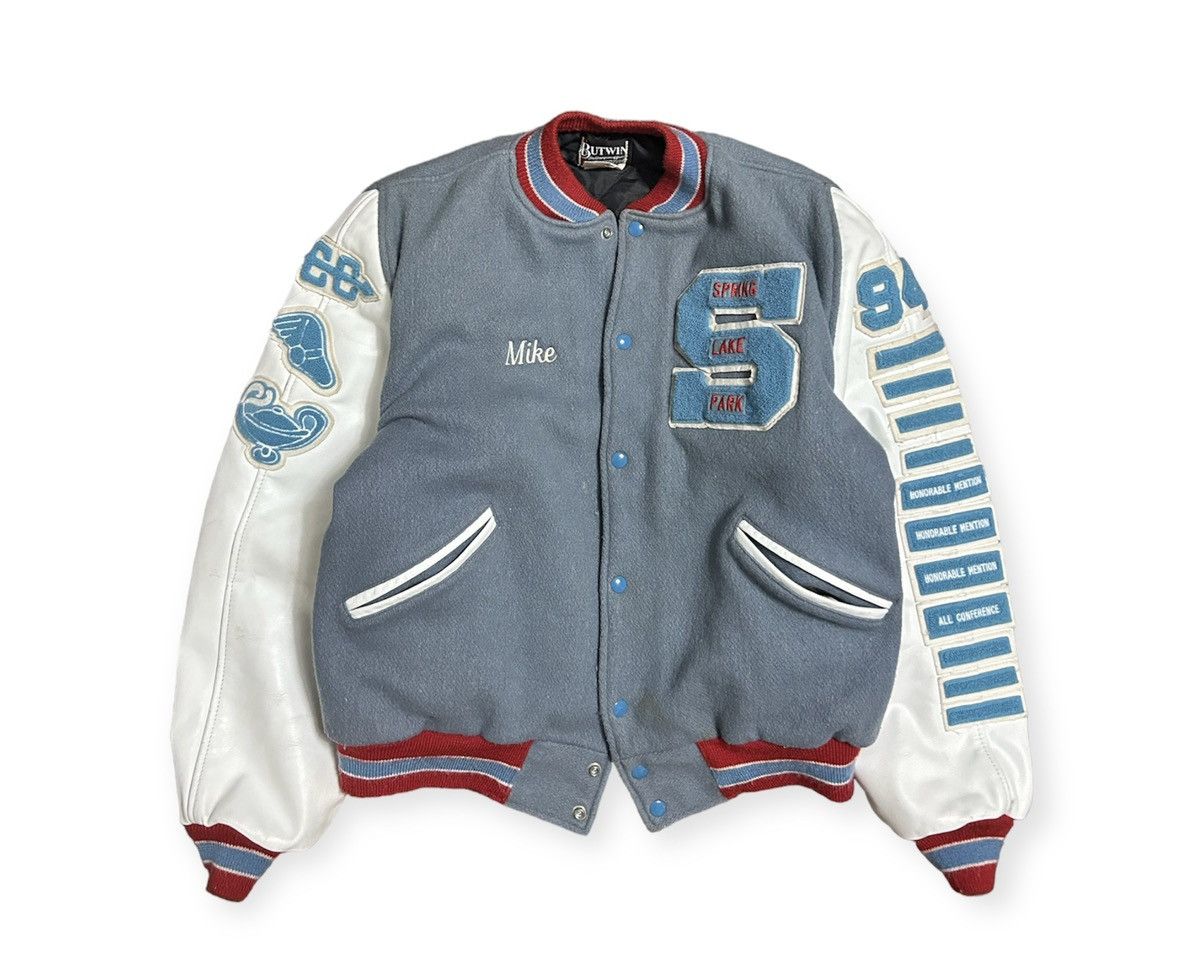 Vintage VINTAGE BUTWIN VARSITY LETTERMAN WOOL LEATHER BOMBER JACKET ...