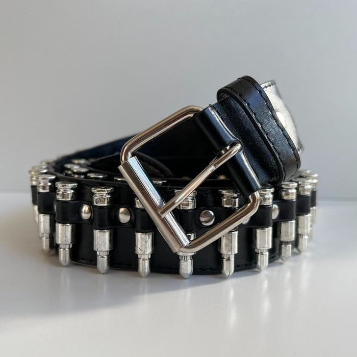 Designer Y2K 2000s bullet-studded black belt | Grailed
