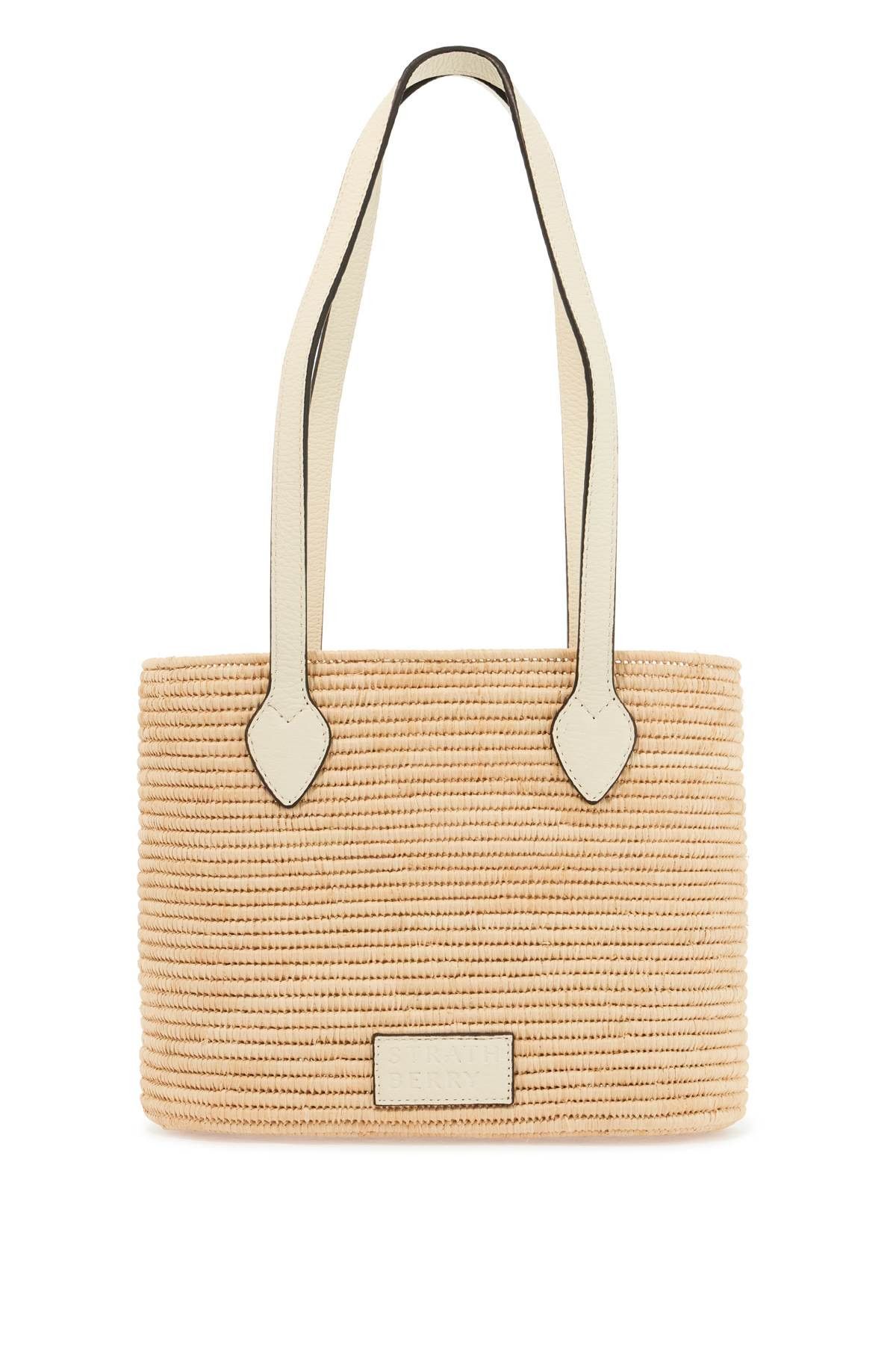 Strathberry STRATHBERRY Large Vanilla Raffia Basket Bag With Leather ...