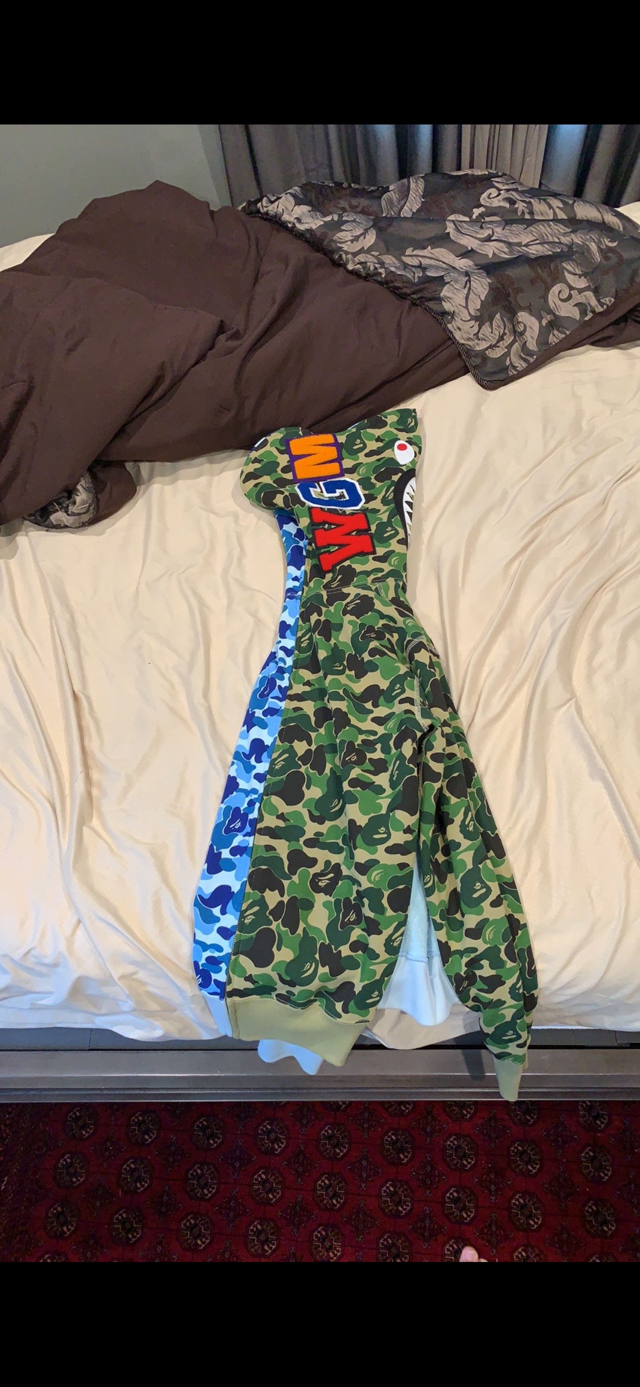 Bape ABC Camo Split Half Shark Full Zip Hoodie | Grailed