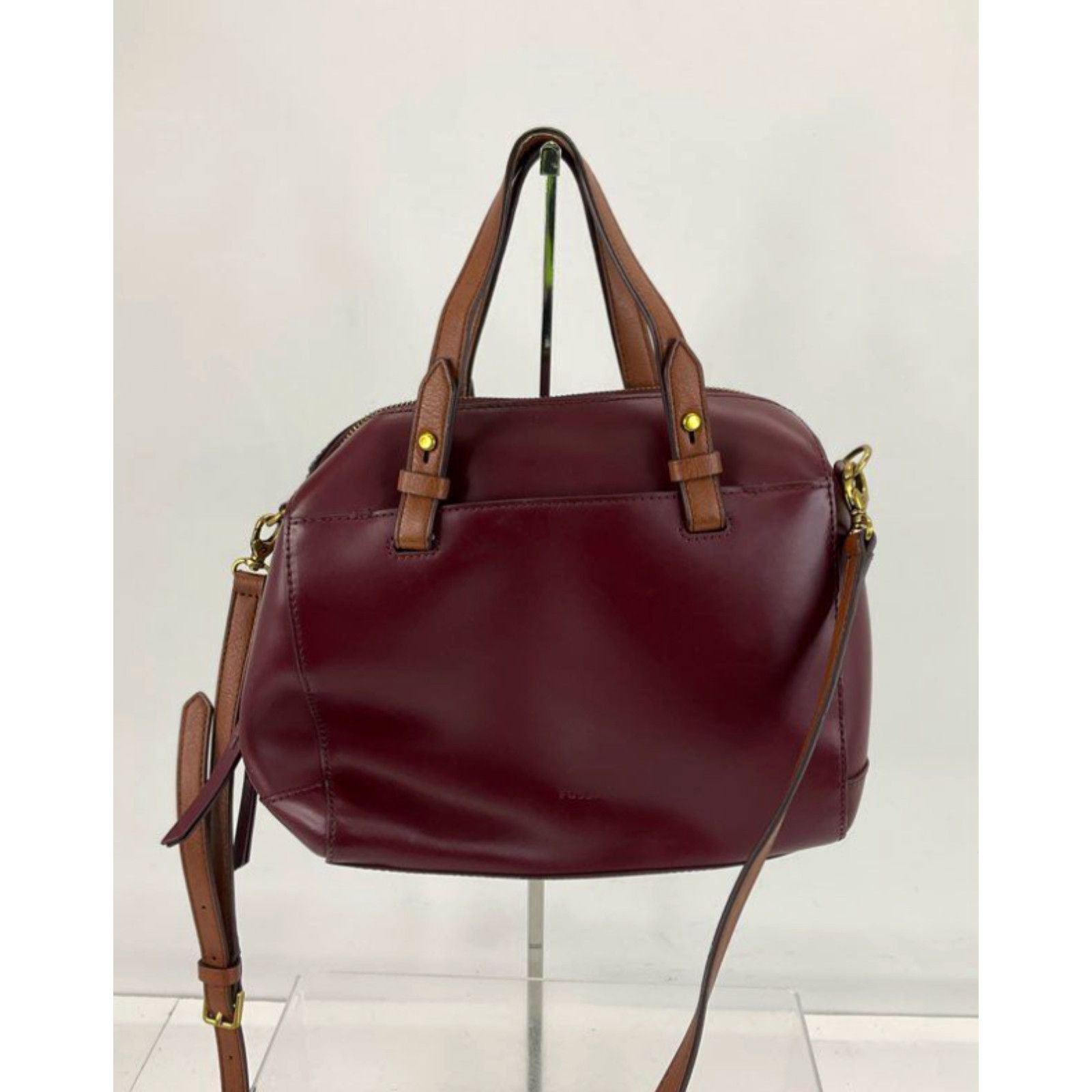 Fossil Fossil Burgundy Smooth Coated Leather Zip Around Convertible Bag ...