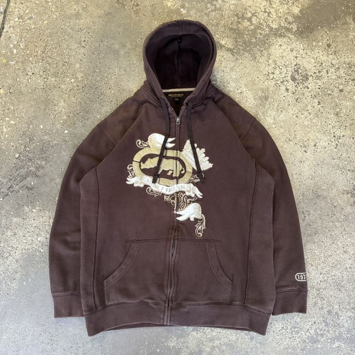 Vintage VINTAGE Y2K ECKO UNLTD. BROWN ESSENTIAL ZIP UP HOODIE | Grailed