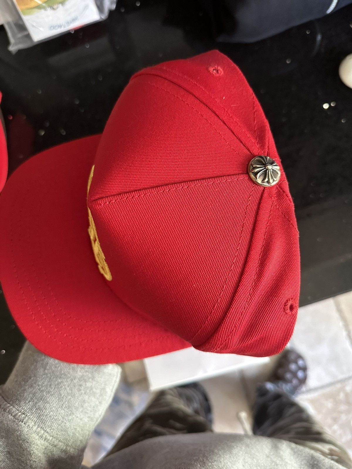 Chrome Hearts CHROME HEARTS CH BASEBALL HAT RED/YELLOW CAP | Grailed