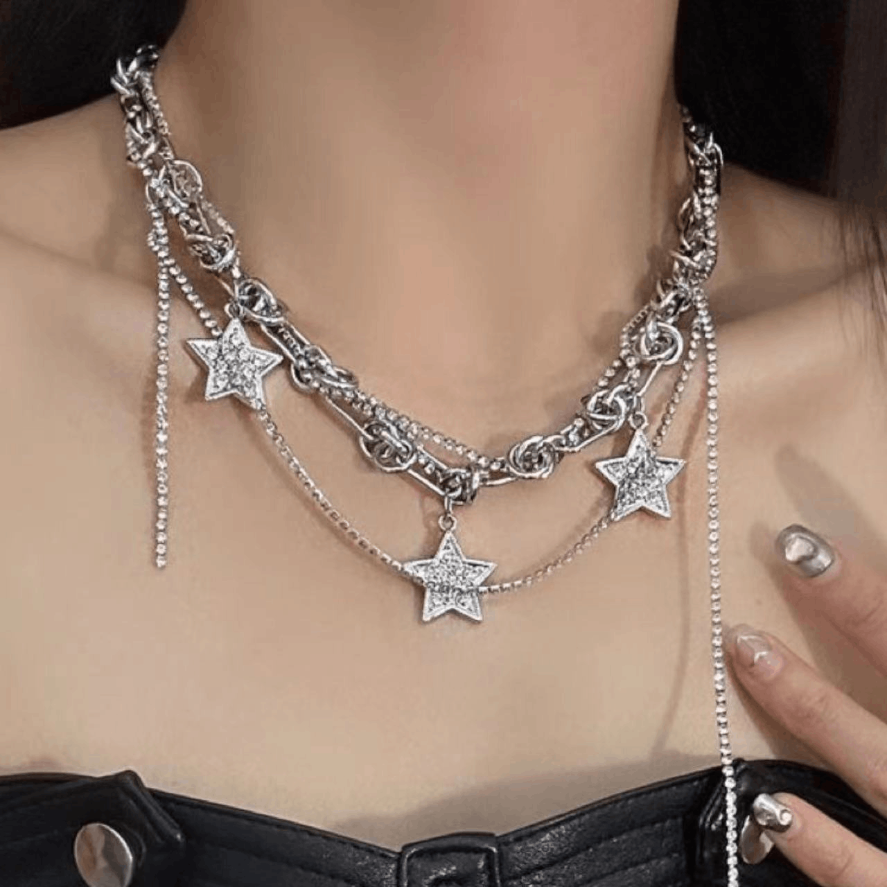 Jewelry × Streetwear Chunky STARS Layered Chain Necklace | Grailed