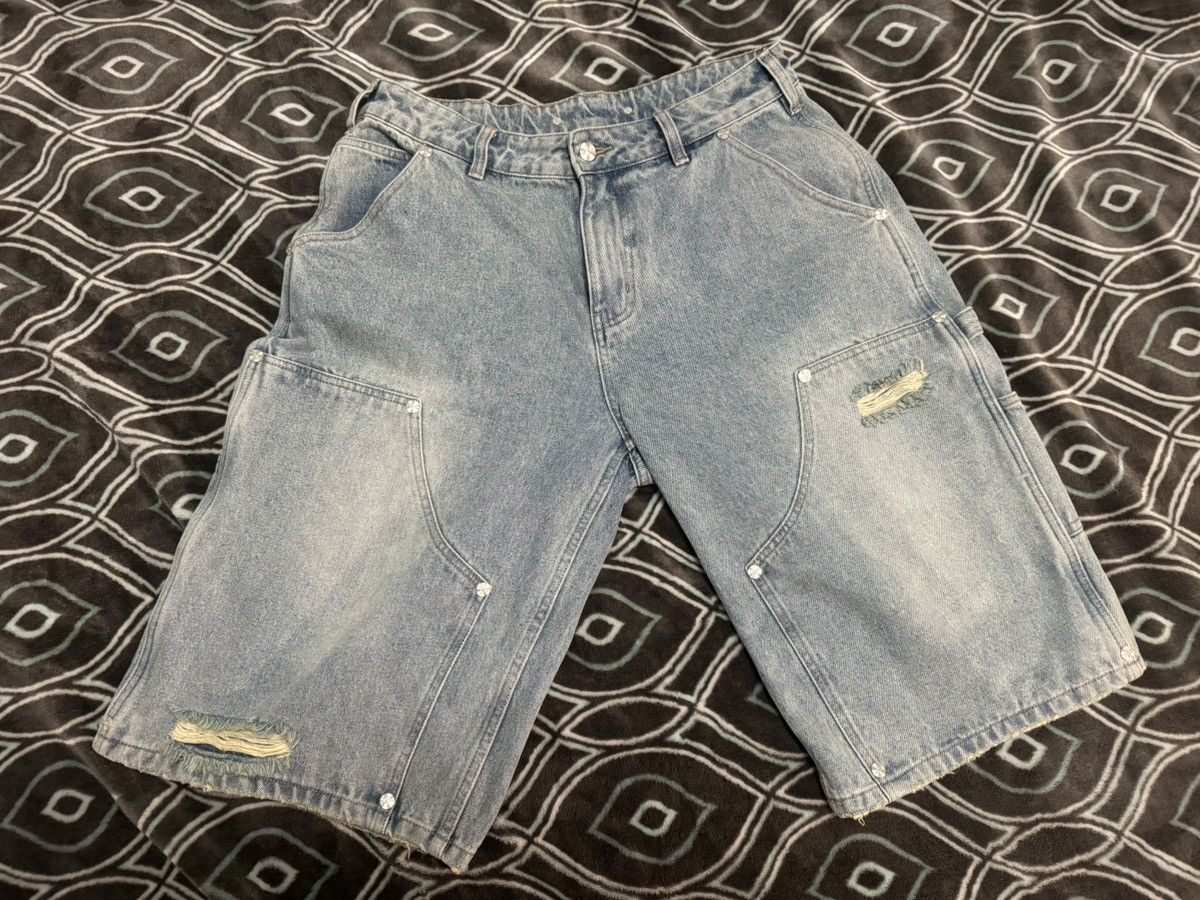 Hype × Streetwear × Vintage Greedy unit loose screw baggy denim jorts ...
