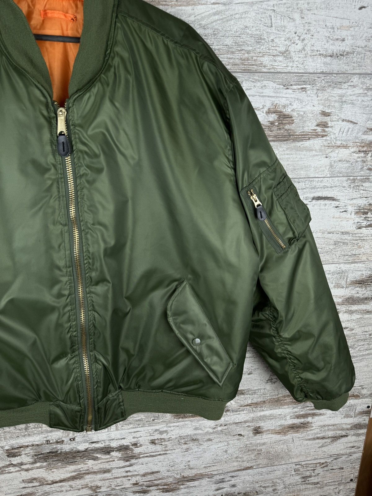 Bomber Jacket × Streetwear × Vintage Ma1 Flyer Olive Vintage Nylon Bomber Jacket BoxyFit ...