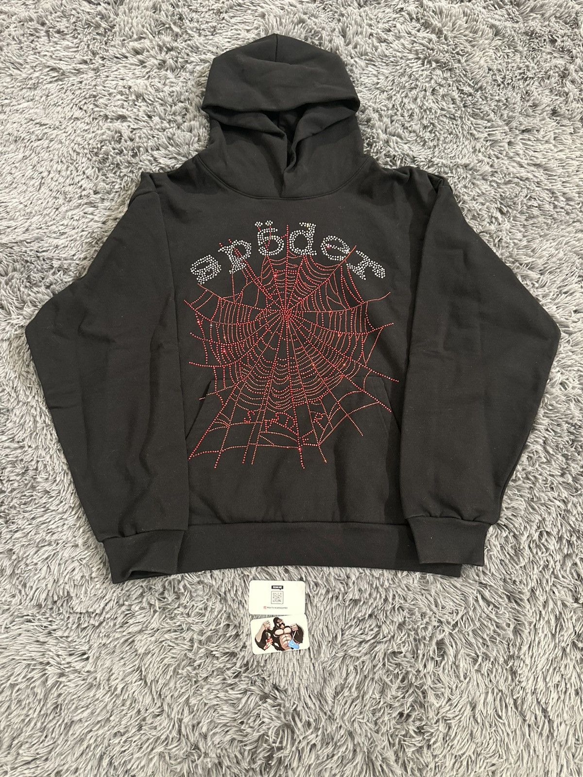 Spider Worldwide Sp5der OG Web Rhinestone Logo Hoodie Black UNRELEASED ...