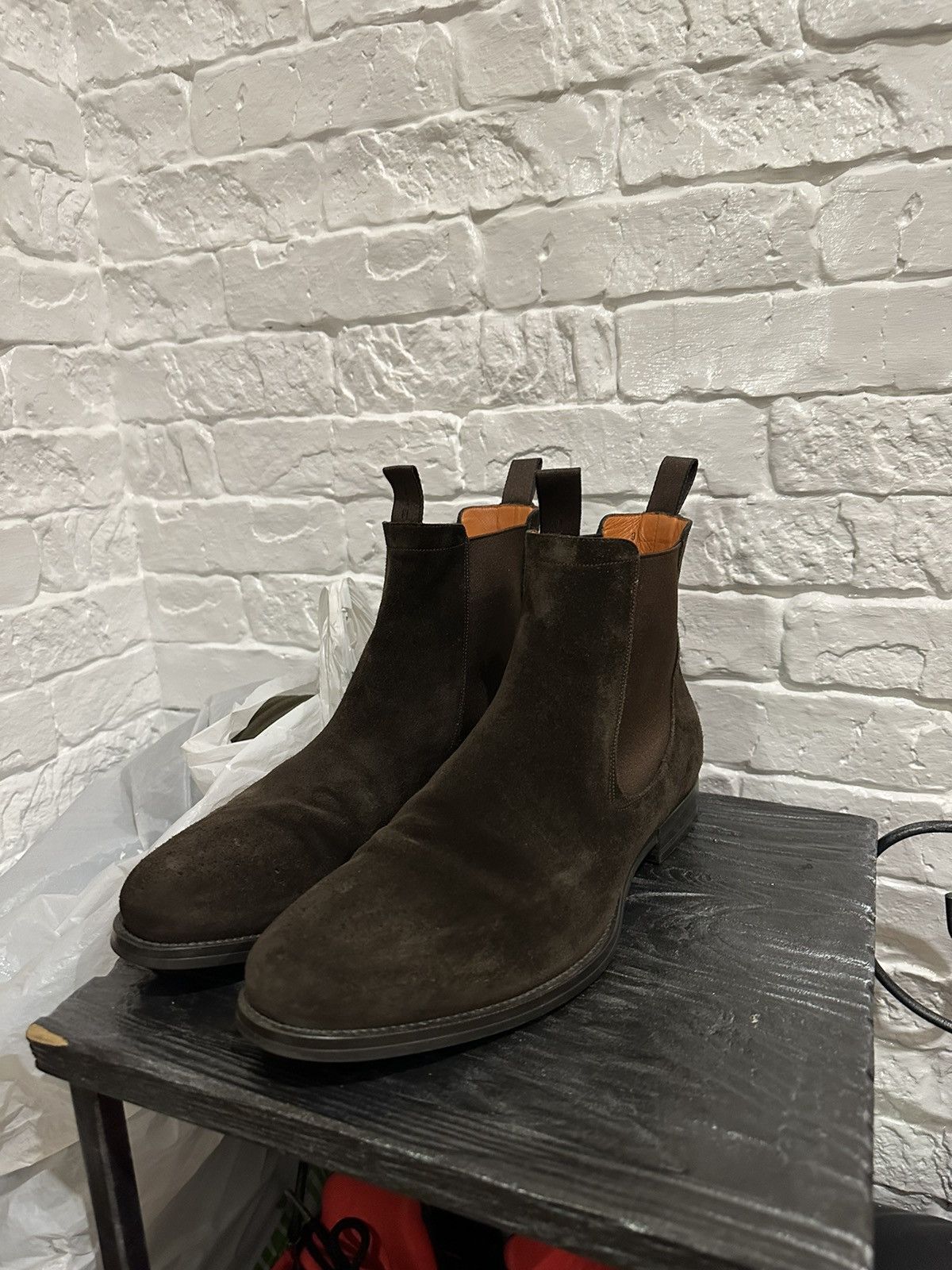 Genuine Leather × Italian Designers × Santoni Santoni Suede Brown ...