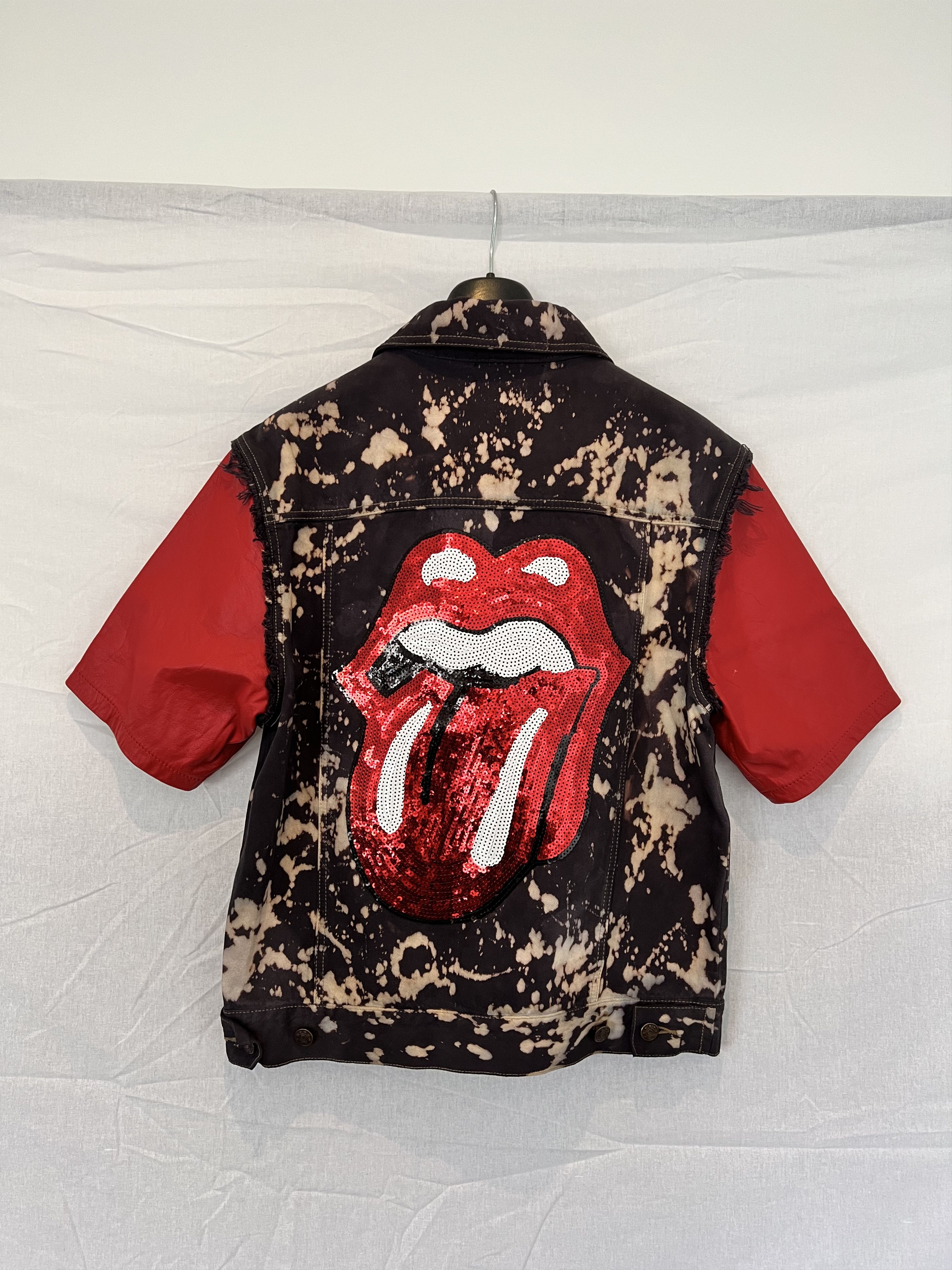 The Rolling Stones × Vintage Rolling Stones Red Leather/Tie Dyed Custom ...