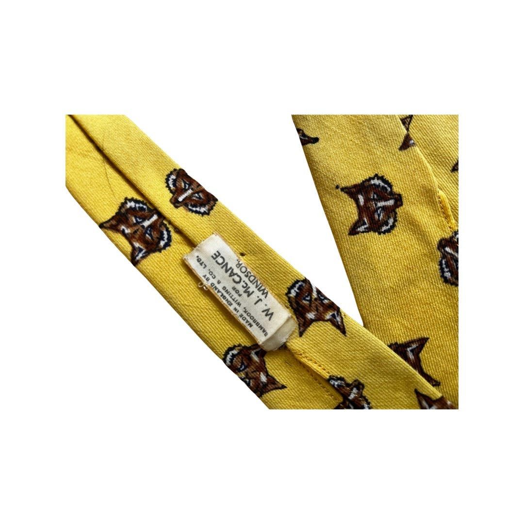 Vintage Vintage Cotton Yellow Wolf Fox Necktie from England | Grailed