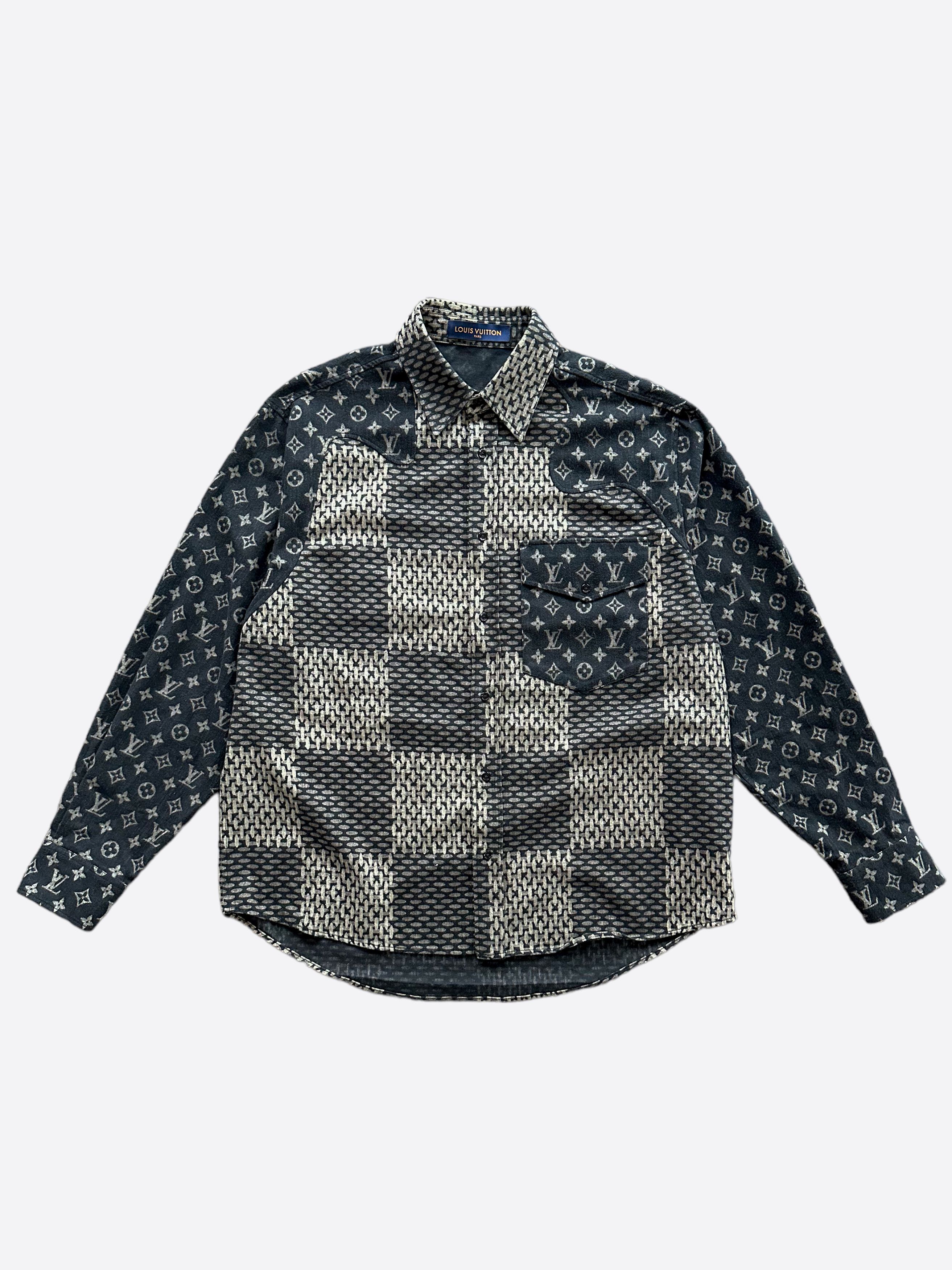 Louis Vuitton Louis Vuitton Nigo Grey Giant Damier Monogram Button Up ...