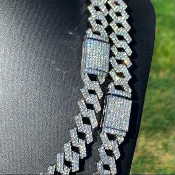 Cuban Link Chain Iced Cuban Link Chain | White Gold Cuban Chain 15mm ...