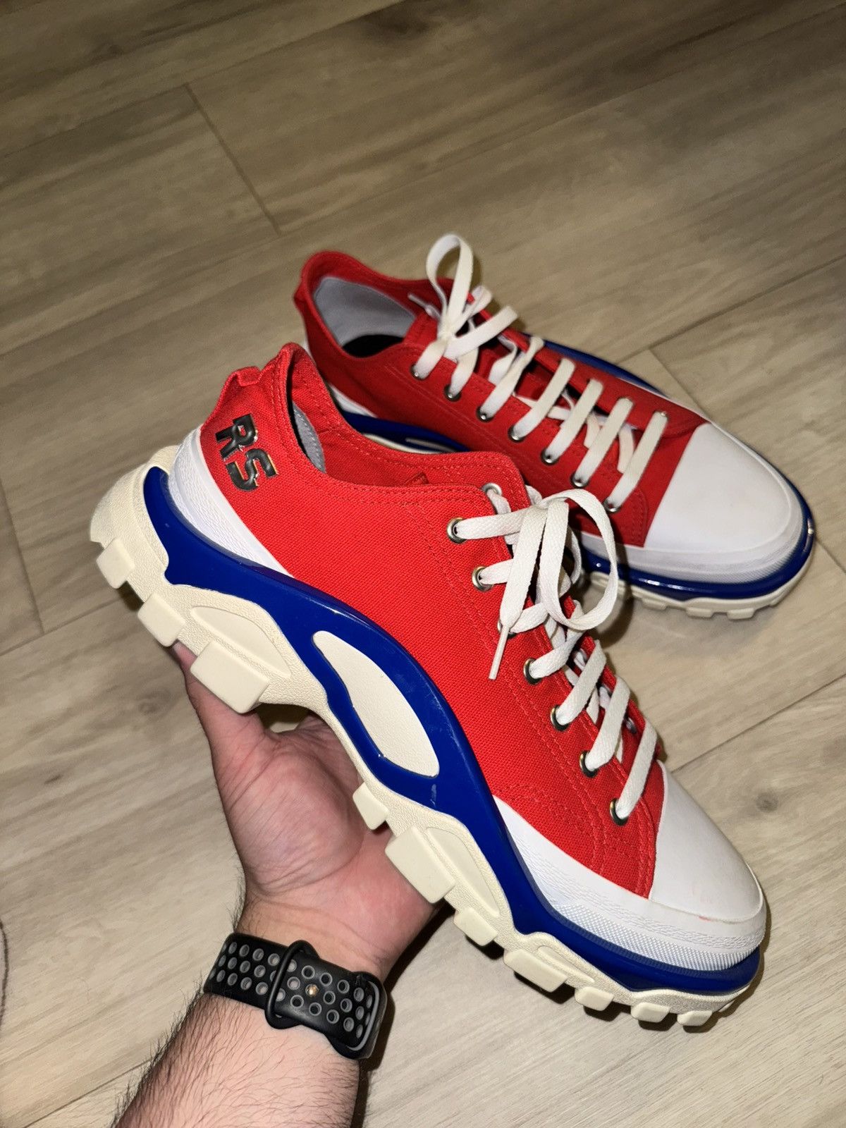 Raf Simons Raf Simons Adidas Detroit Runner “Raf Simons Red Silver” | Grailed