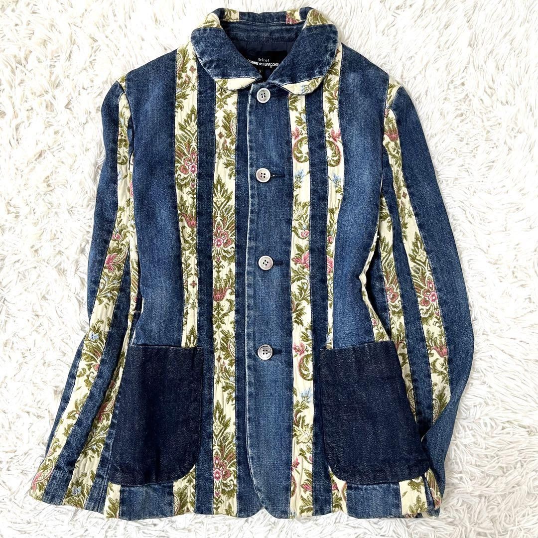 Comme des Garcons AD01 Tricot Floral Denim Chore Jacket | Grailed