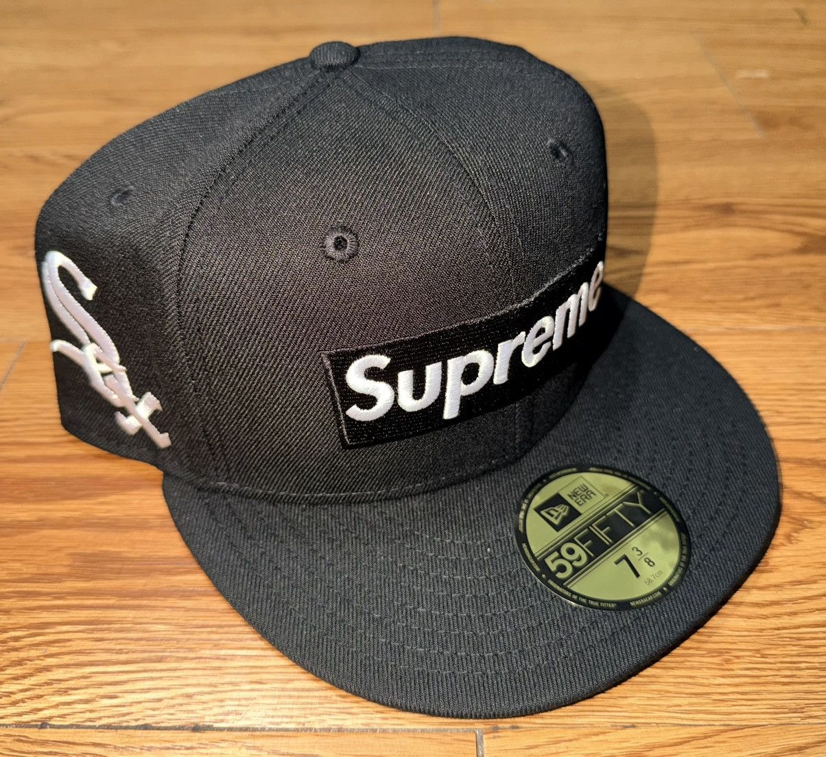 MLB × Supreme Supreme MLB Chicago Box Logo New Era Fitted Black Sz 7 3/ ...