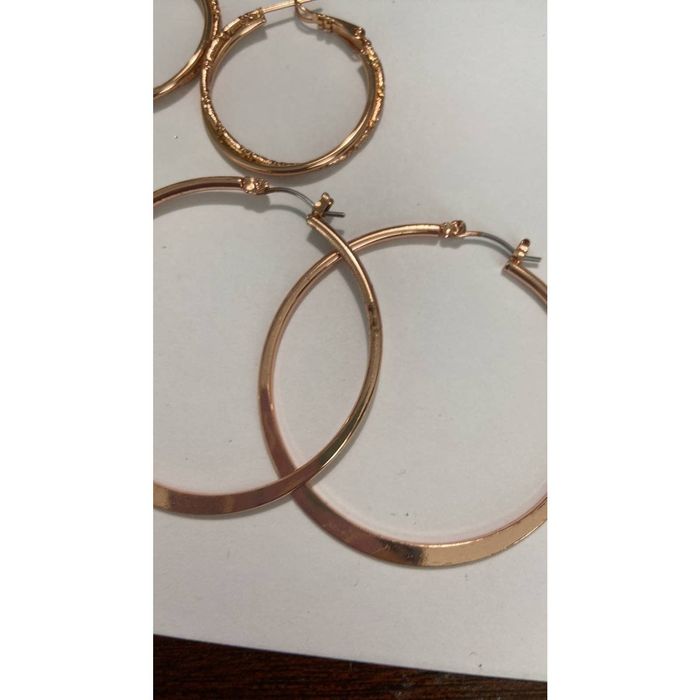 Generic Rose gold tone hoop earring set | Grailed