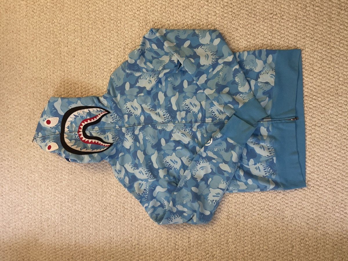 Bape Fire Camo Shark Full Zip Hoodie | Grailed