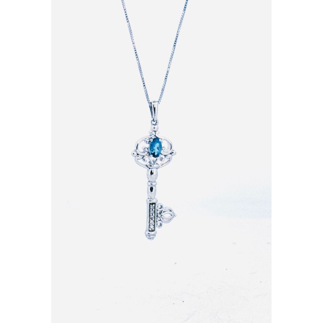 Disney Enchanted Disney Cinderella Key Pendant Necklace Silver Diam ...