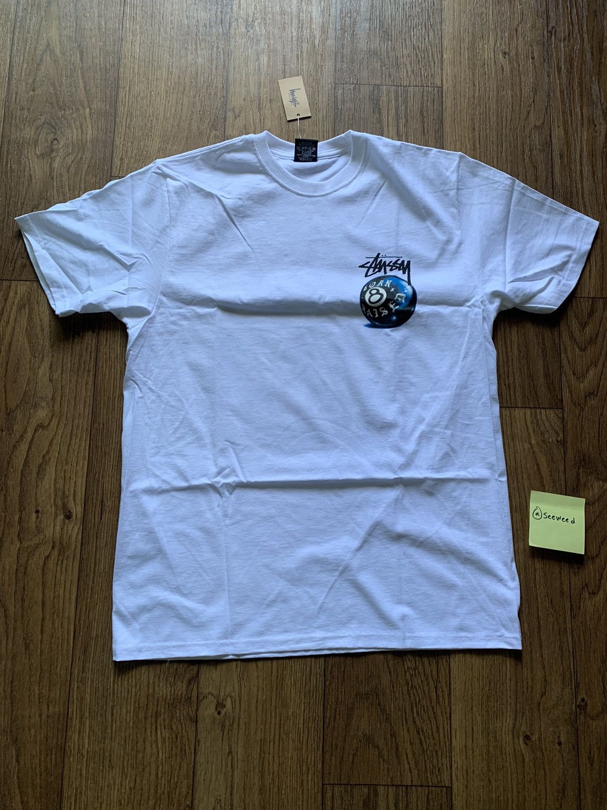 Stussy Stussy Born X Raised 8 Ball White T-Shirt Size Medium | Grailed