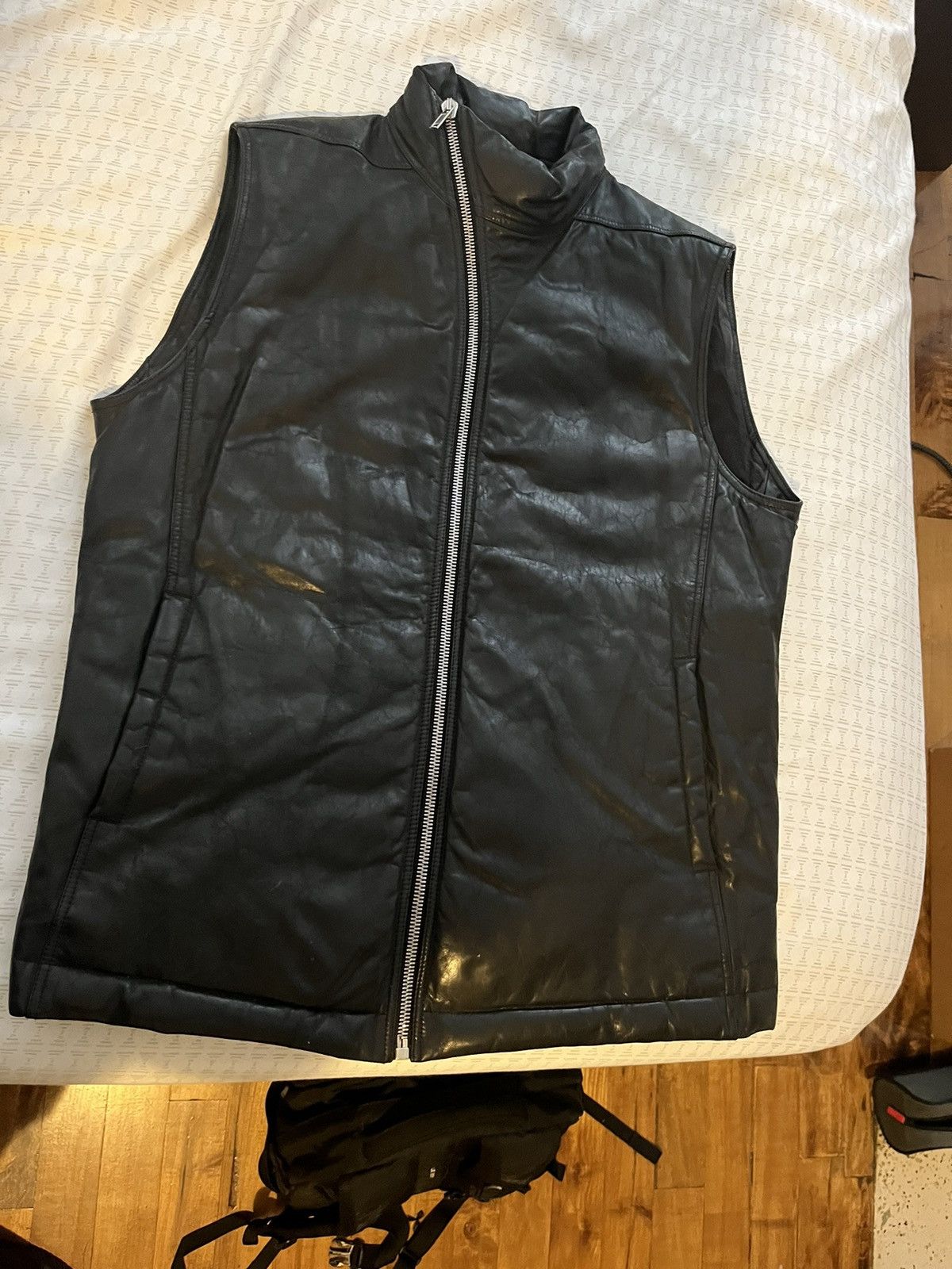Rick Owens Rick Owens Calfskin Asymmetrical Zip Vest Grailed 2457
