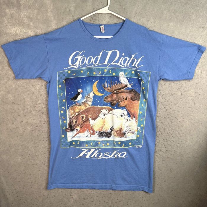 Vintage Good Night Alaska Wild Animals Sleep T Shirt Womens One Size ...