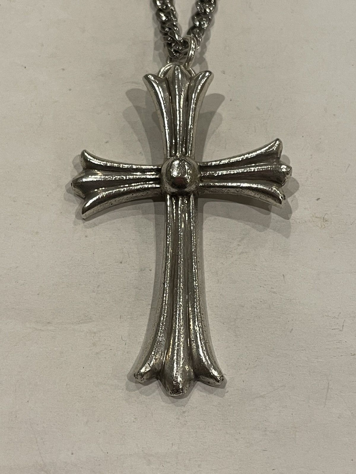 Chrome Hearts Chrome Hearts Large Cross Pendant Silver Roll Chain ...