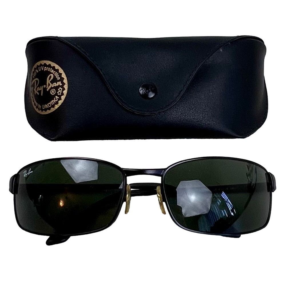 RayBan Ray Ban Black Gun Metal Wrap Sunglasses RB3269 Flex Hinges | Grailed