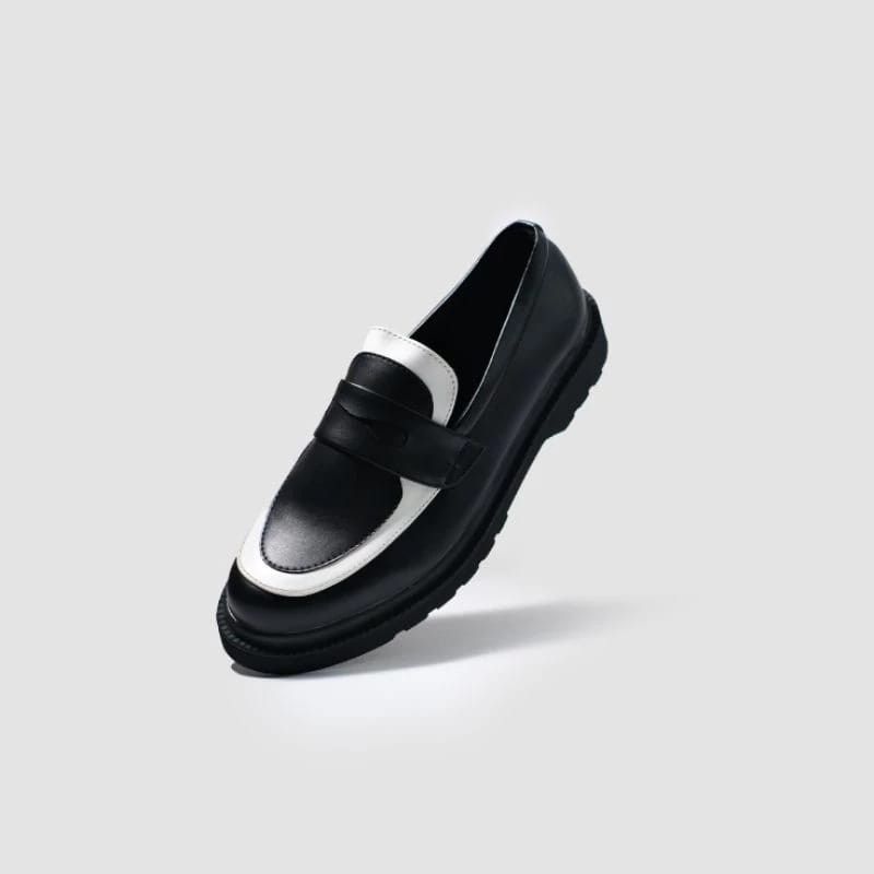 Designer × Lord Loafers × Streetwear Mens Combi Loafer Black White ...