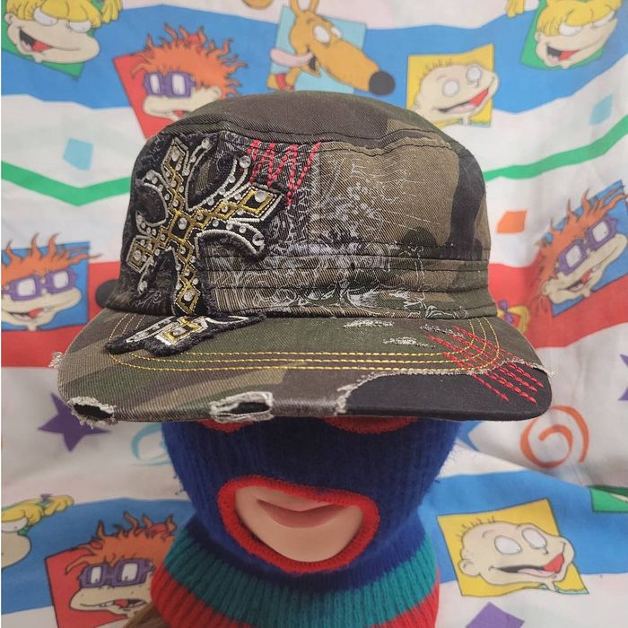 Vintage Y2K Camo Cadet Cap Grunge Mallgoth | Grailed