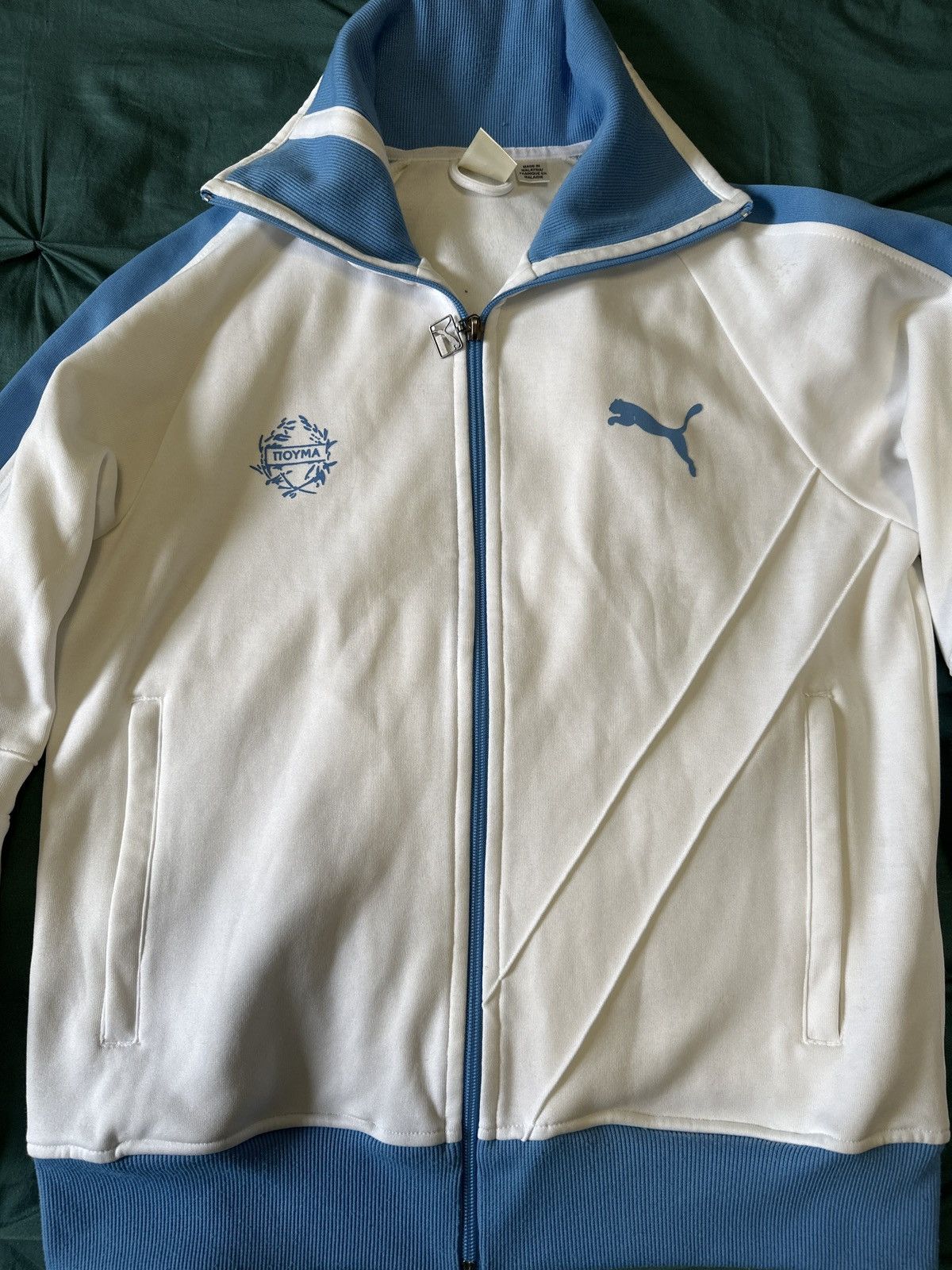 Puma White/Blue Puma track jacket | Grailed
