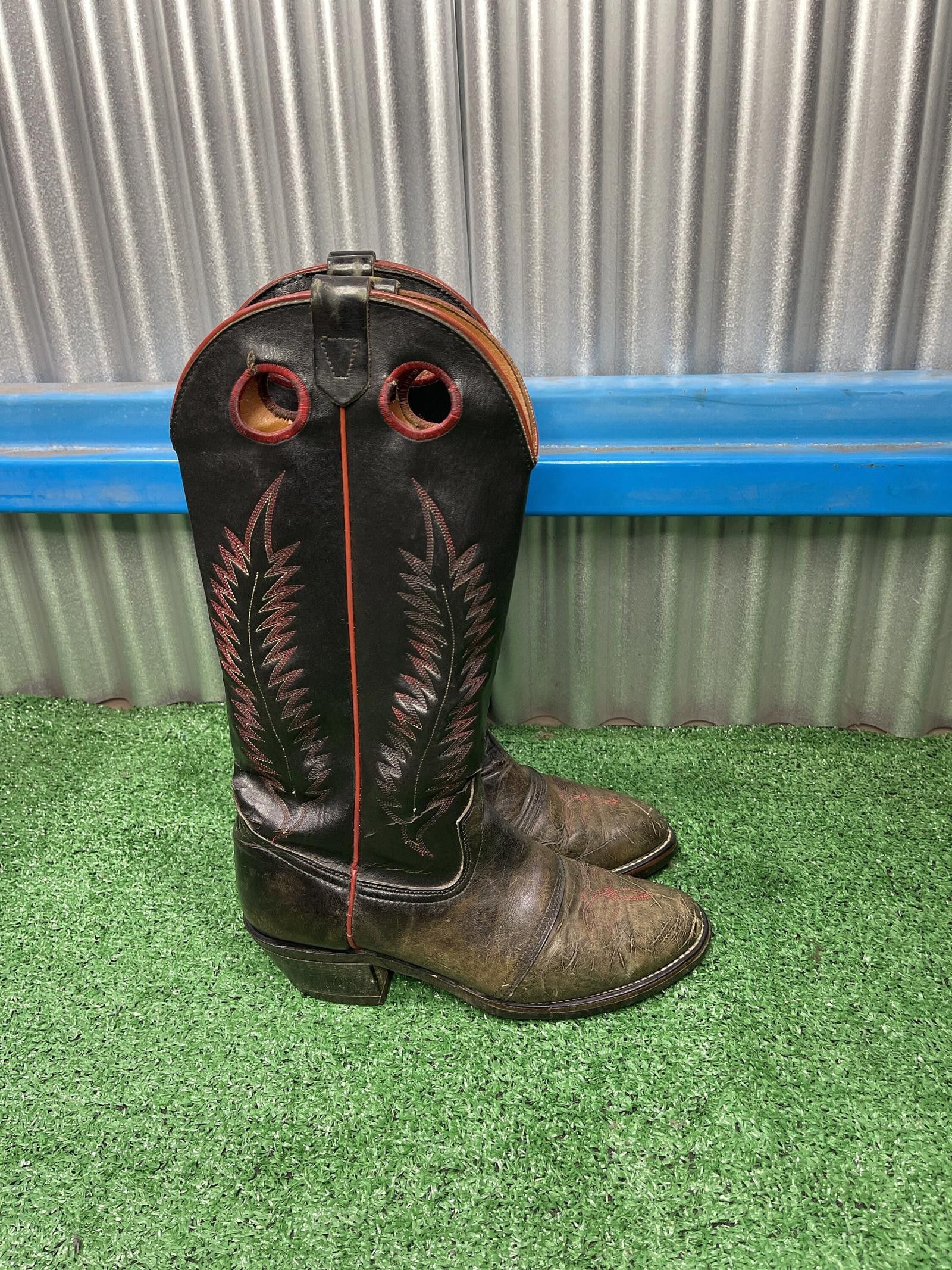 Genuine Leather Slim Genuine Leather Cowboy Boots w Red Trim | Grailed