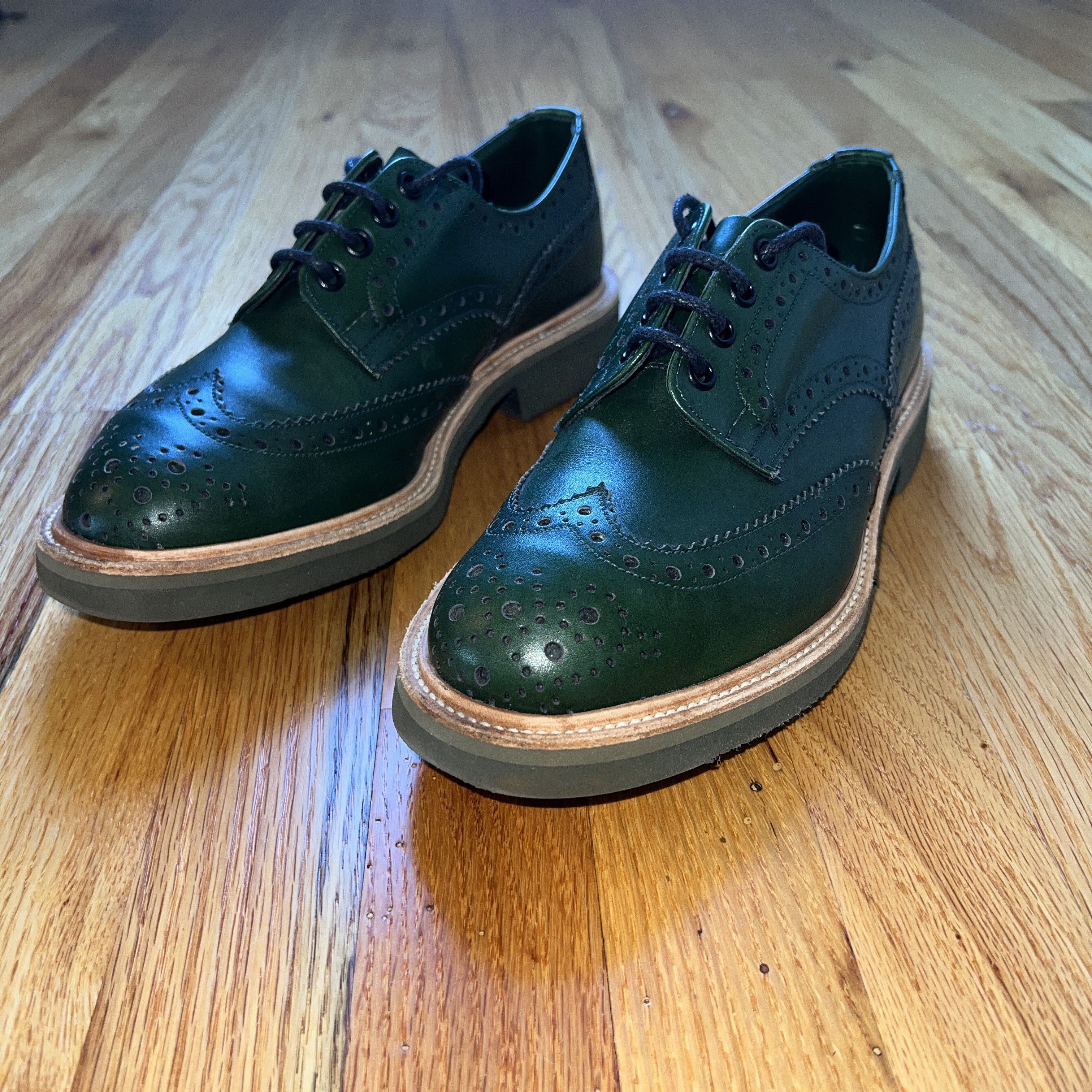 Trickers TRICKER'S GREEN LEATHER BOURTON BROGUE VIBRAM SOLES US 8 1/2 ...