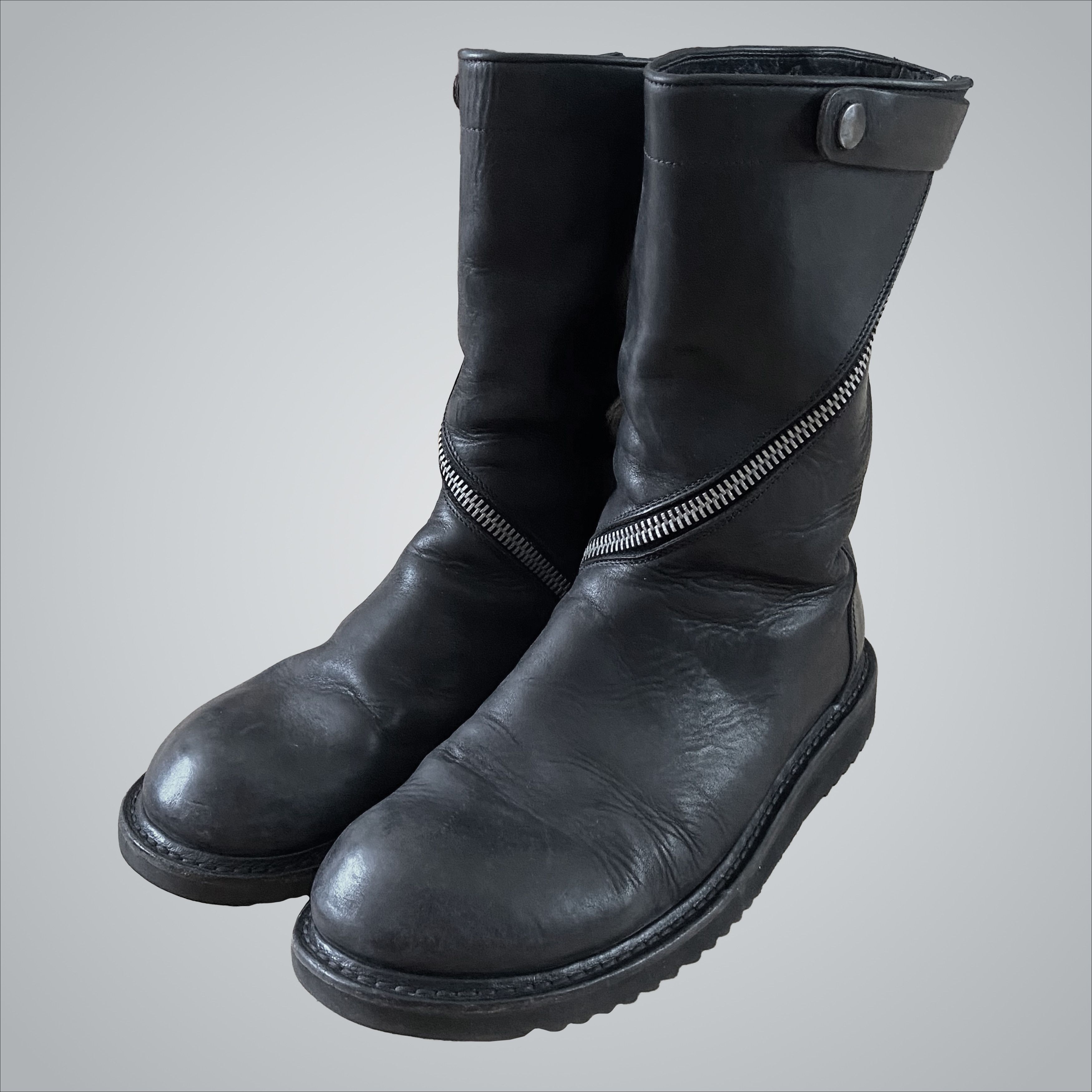 Rick Owens × Rick Owens Drkshdw Rick Owens "Gleam" Spiral Zip Boots ...