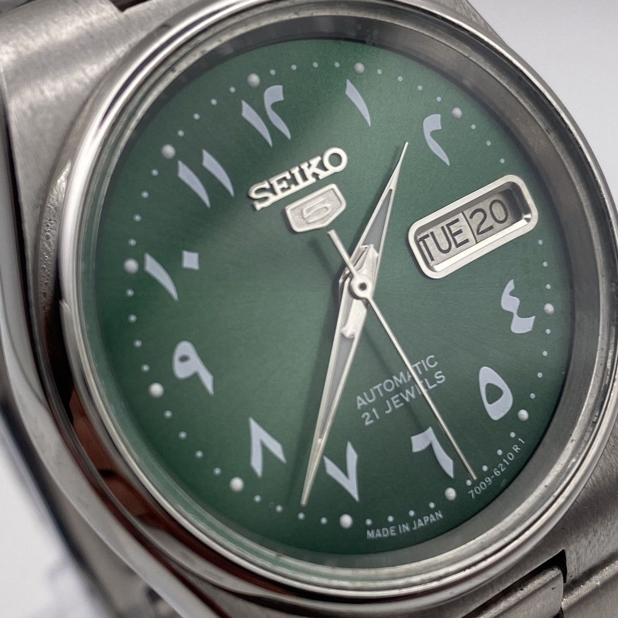 Seiko × Vintage Seiko 5 Automatic 7009 Olive Green Arabic Dial | Grailed