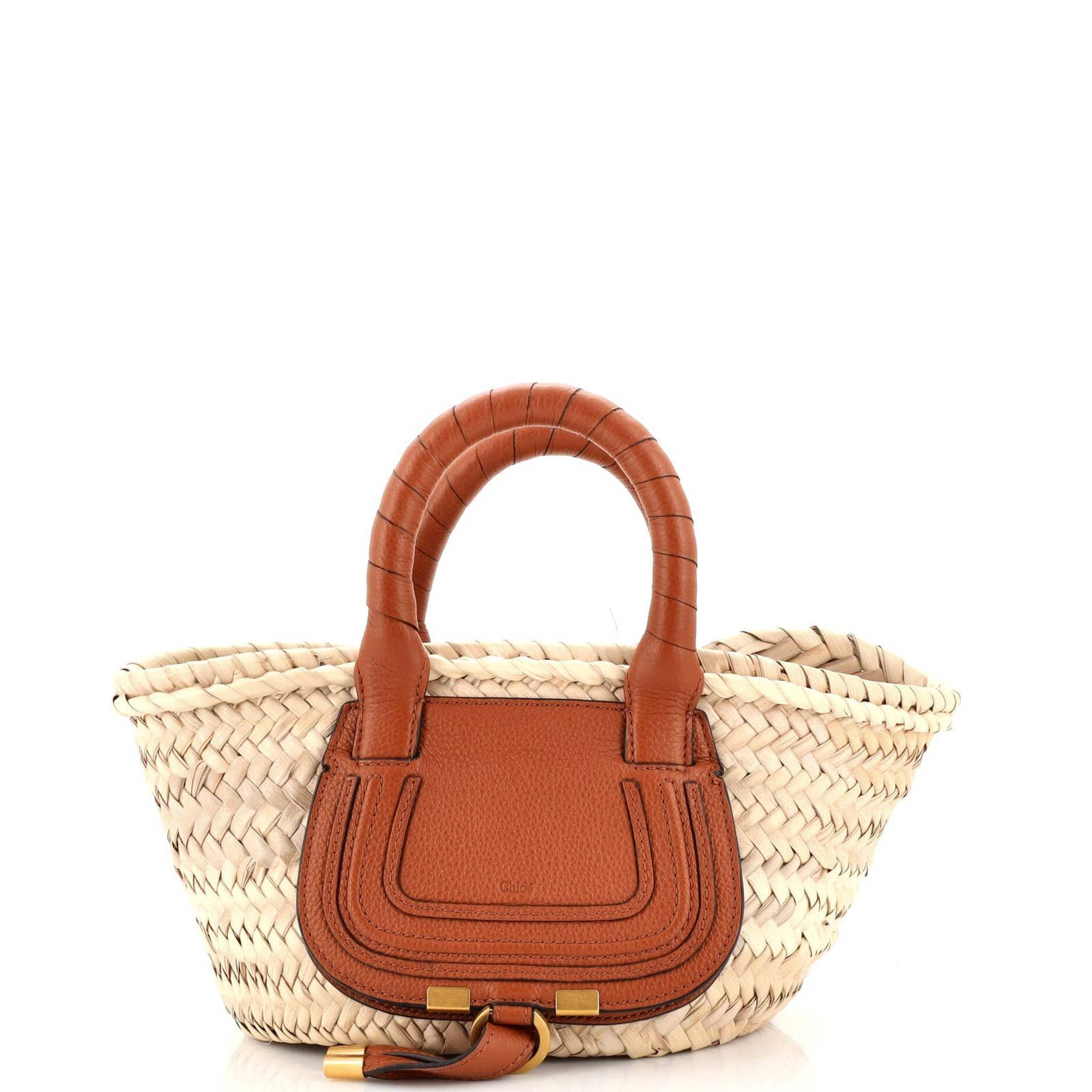 Chloe Marcie Basket Bag Raffia and Leather Mini | Grailed