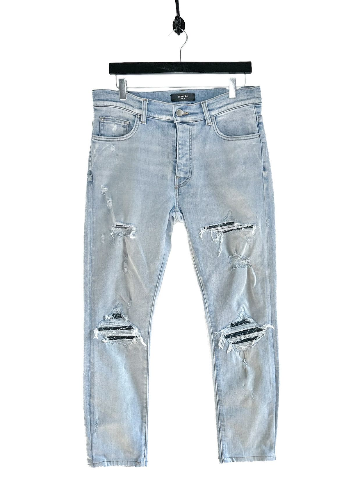 Amiri Amiri Light Washed Blue Green Bandana MX1 Jeans | Grailed