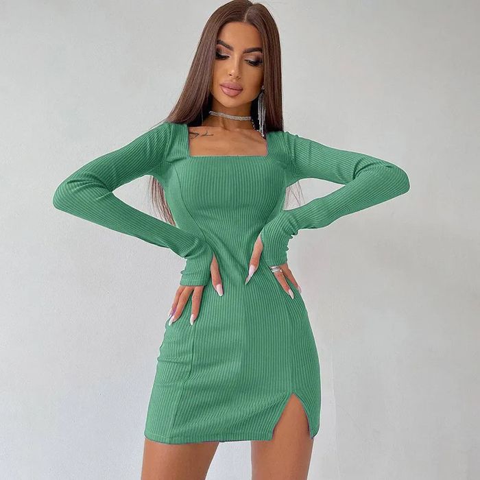 Vintage Women's Form-fitting Mini Dress with Long Sleeves | Grailed